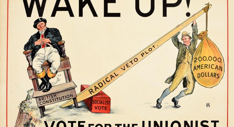 Original Antique Election Poster Wake Up Vote Unionist Conservative ...