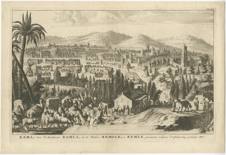 Original Antique Engraving of The City of Ramallah, Palestine, 1717 For ...