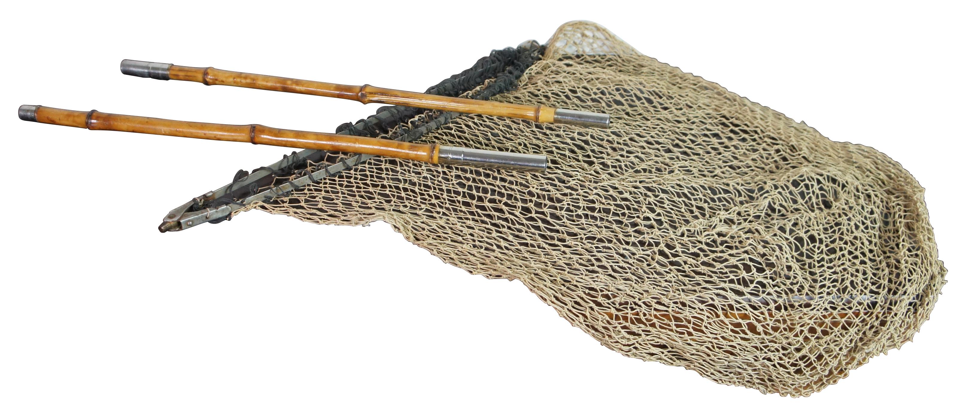 Original Antique Hardy Simplex Folding Bamboo Staff Wading Fishing Net ...