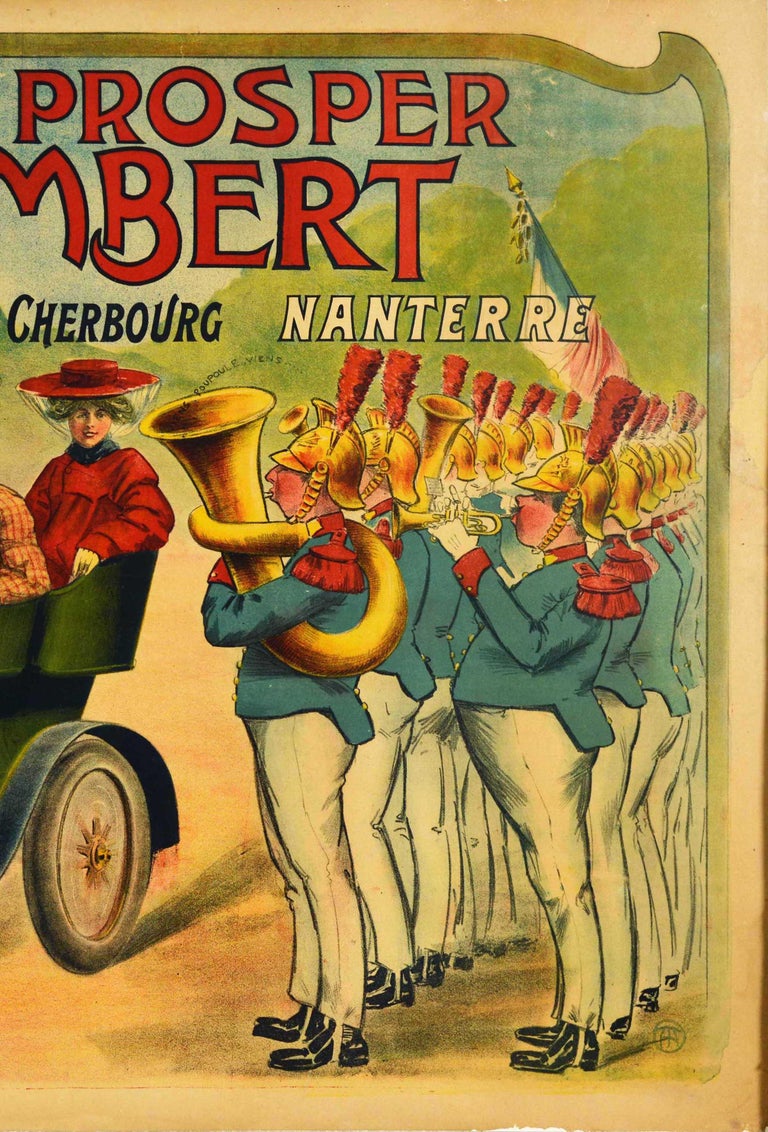 Original Antique Lithograph Poster Voitures Prosper Lambert Cars ...