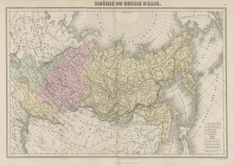 Original Antique Map Covering the Russian Empire in Asia, 1880 For Sale ...