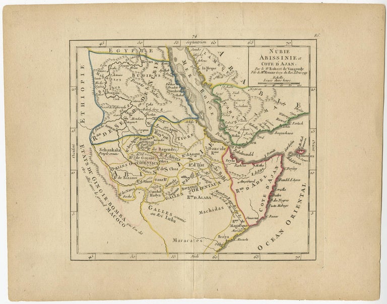 Original Antique Map of Abyssinia, Sudan and the Red Sea, 1749 For Sale ...