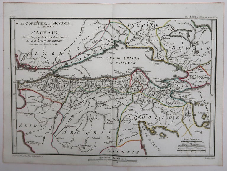 Original Antique Map of Ancient Greece, Achaia, Corinth, 1786 For Sale ...