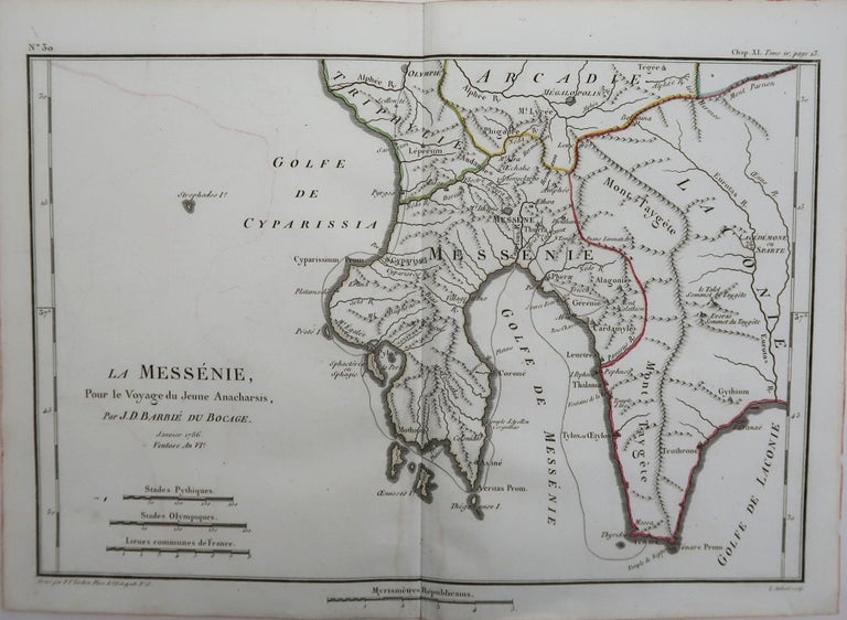 Original Antique Map of Ancient Greece, Messenia, 1786 For Sale at 1stDibs