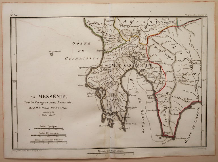 Original Antique Map of Ancient Greece, Messenia, 1786 at 1stDibs