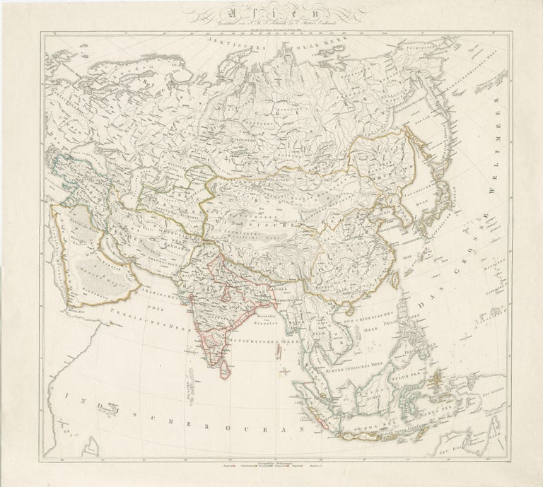 Original Antique Map of Asia For Sale at 1stDibs
