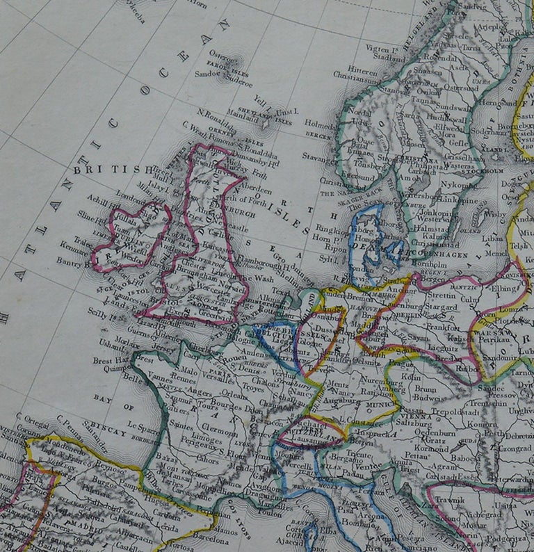 Original Antique Map of Europe by Becker, circa 1840 For Sale at 1stDibs