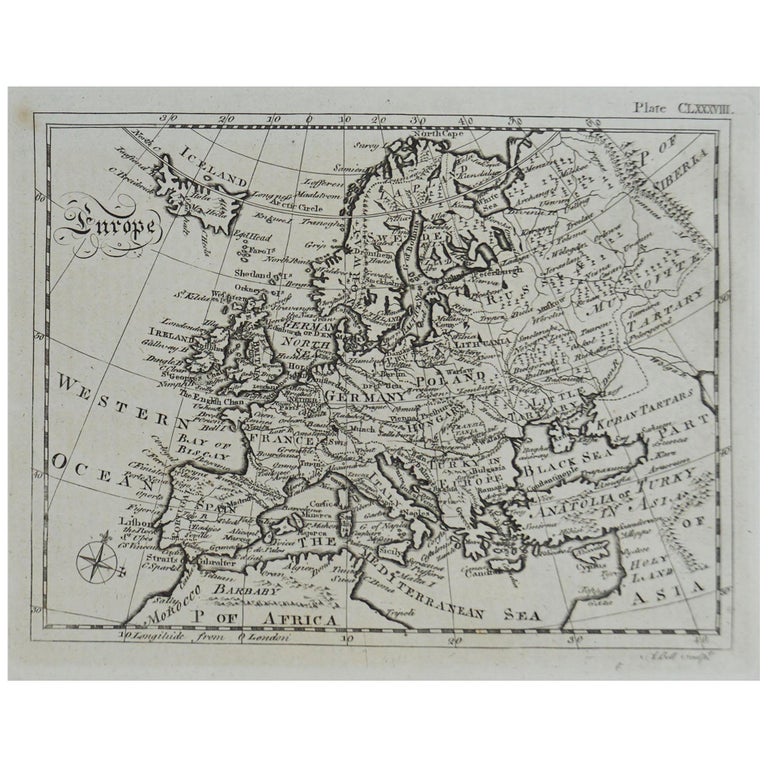 Original Antique Map of Europe, circa 1790 at 1stDibs | map of europe ...