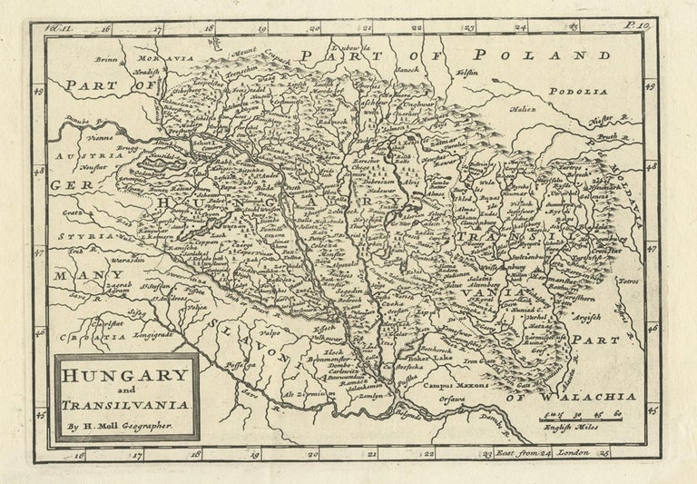 Original Antique Map of Hungary and Transylvania 'Modern Day Romania ...