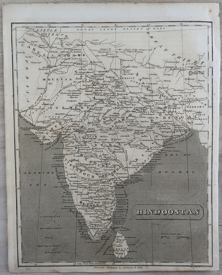 Original Antique Map of India by Thomas Clerk, 1817 at 1stDibs