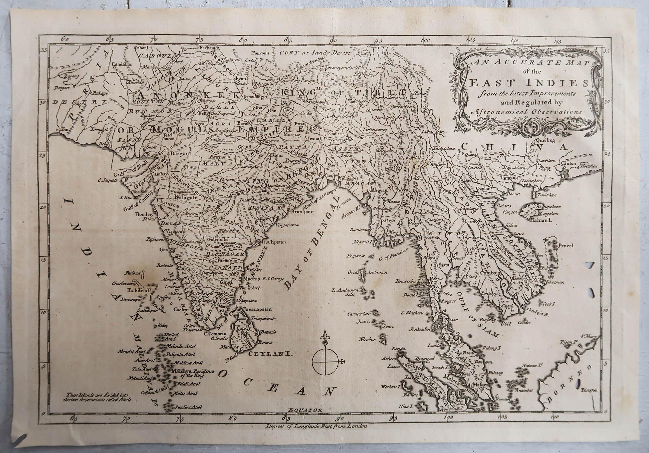Original Antique Map of India. C.1780 For Sale at 1stDibs
