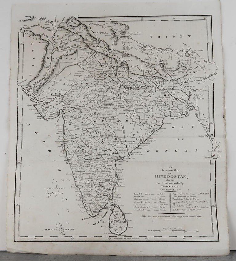 Original Antique Map of India, circa 1820 at 1stDibs