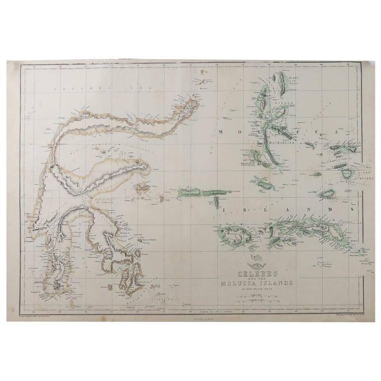 Original Antique Map of Indonesia, 1861 For Sale at 1stDibs