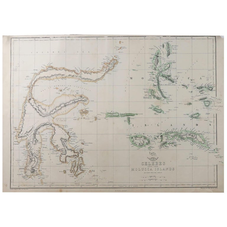 Original Antique Map of Indonesia, 1861 For Sale at 1stDibs