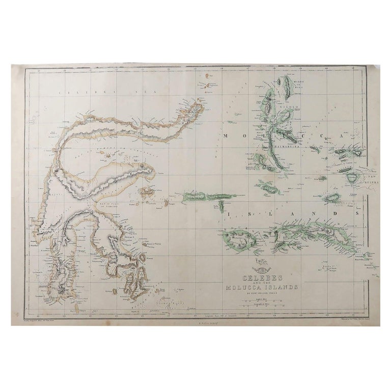 Original Antique Map of Indonesia, 1861 For Sale at 1stDibs
