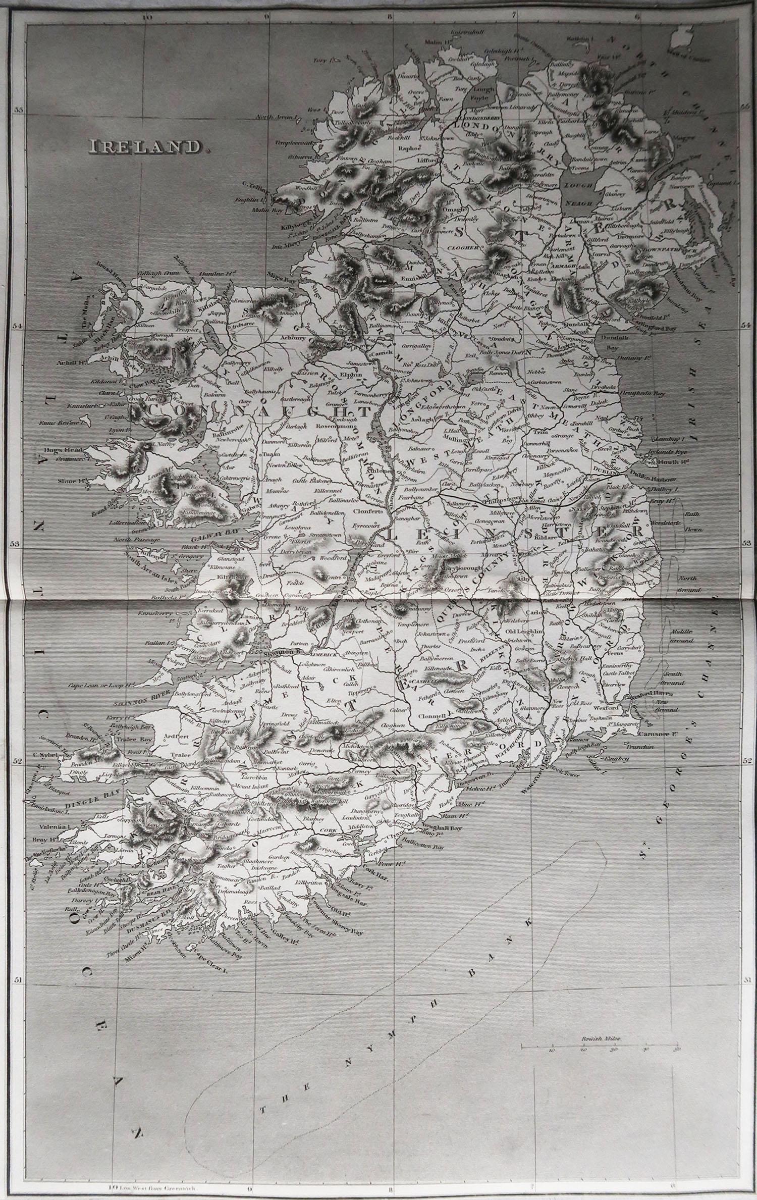 Original Antique Map of Ireland, Arrowsmith, 1820 at 1stDibs