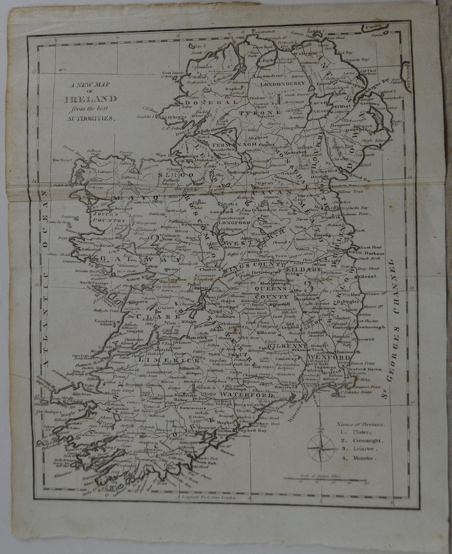 Original Antique Map of Ireland, circa 1800 at 1stDibs | map of ireland ...