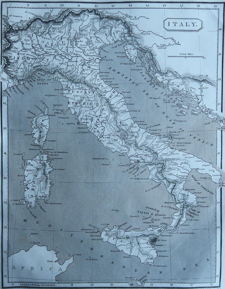 Original Antique Map of Italy, Sherwood, Neely and Jones, Dated 1809 ...
