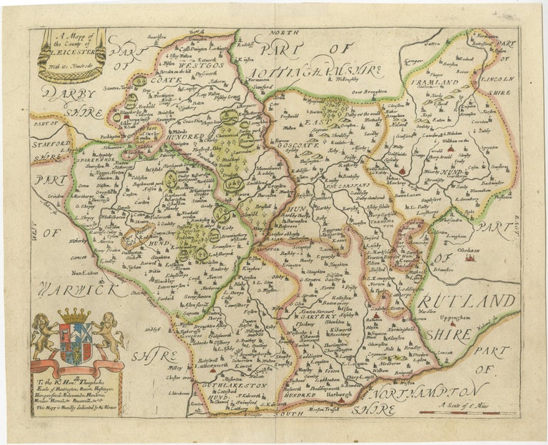 Original Antique Map of Leicestershire, England For Sale at 1stDibs