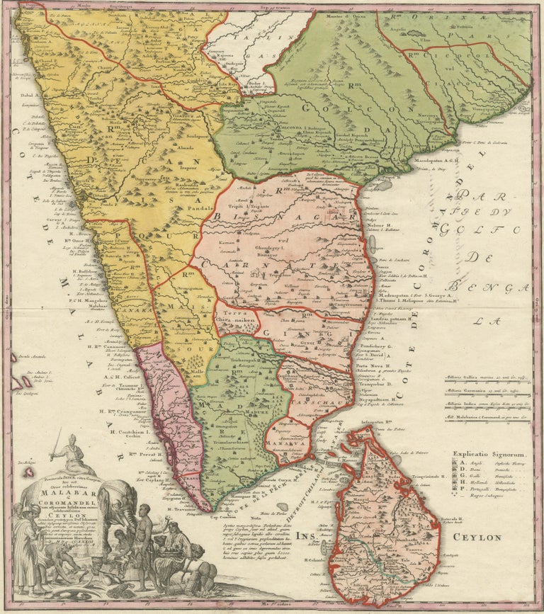 Original Antique Map of Malabar, Coromandel 'India' and Ceylon For Sale ...