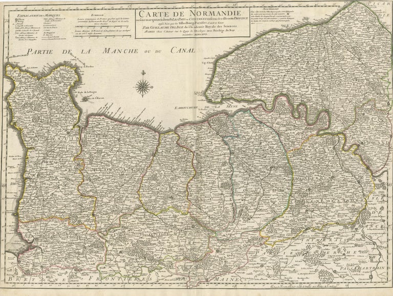 Original Antique Map of Normandy, France For Sale at 1stDibs