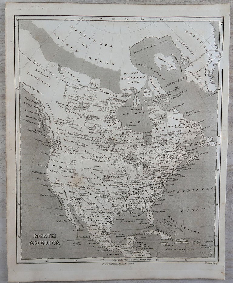 Original Antique Map of North America by Thomas Clerk, 1817 at 1stDibs