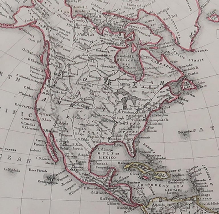 Original Antique Map of North and South America by Becker, circa 1840 ...