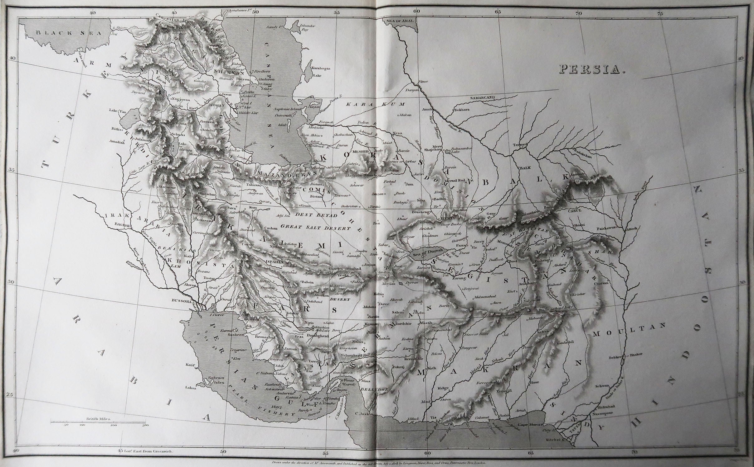 Antique Map of the Persian Empire 'Persia/Iran' by H. Moll, circa 1745 ...