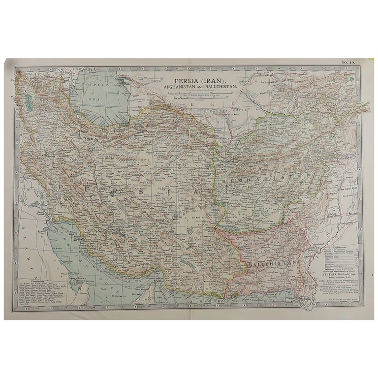 Original Antique Map of Persia 'Iran', circa 1890 at 1stDibs