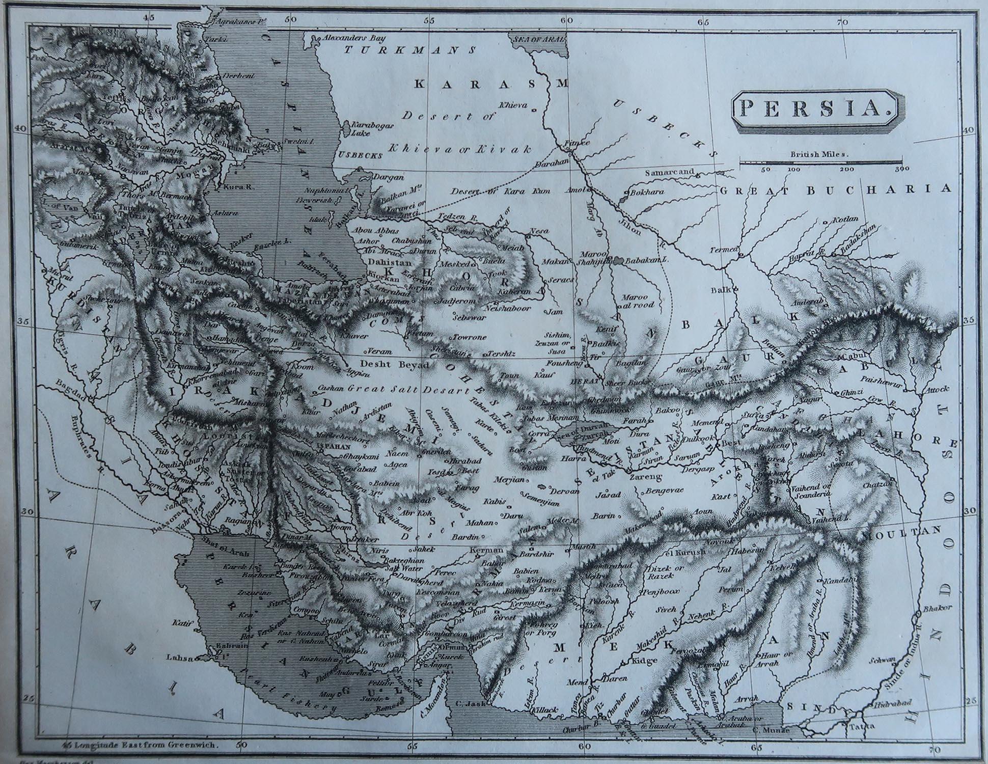 Original Antique Map of Persia / Iran. Sherwood, Neely and Jones. 1809 ...