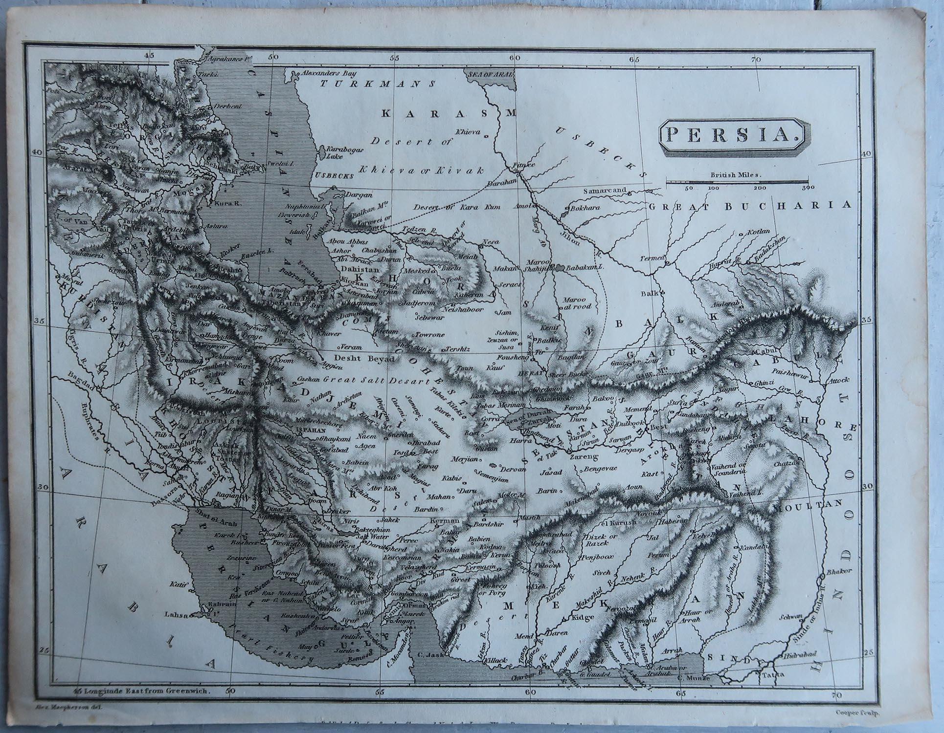 Original Antique Map of Persia / Iran. Sherwood, Neely and Jones. 1809 ...