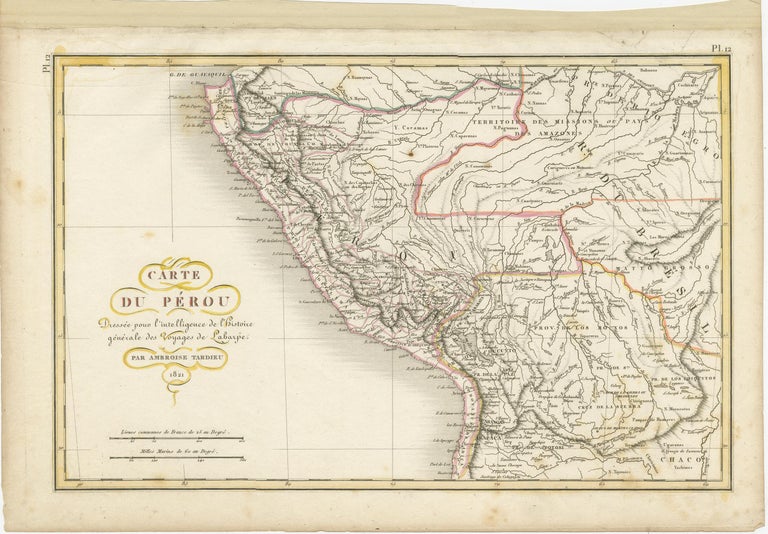 Original Antique Map of Peru with Regions Outlined in Color For Sale at ...