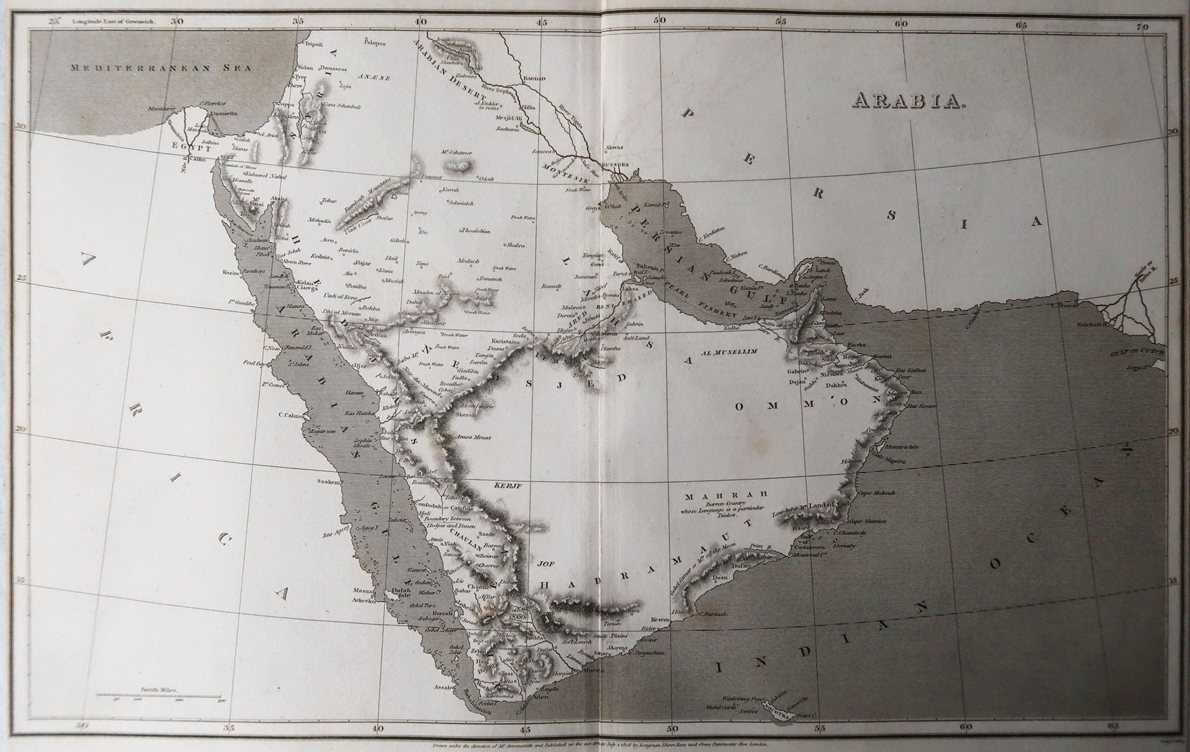 Old Map of Calcutta, India, Verso Egypt, Arabia, Upper Nubia and ...