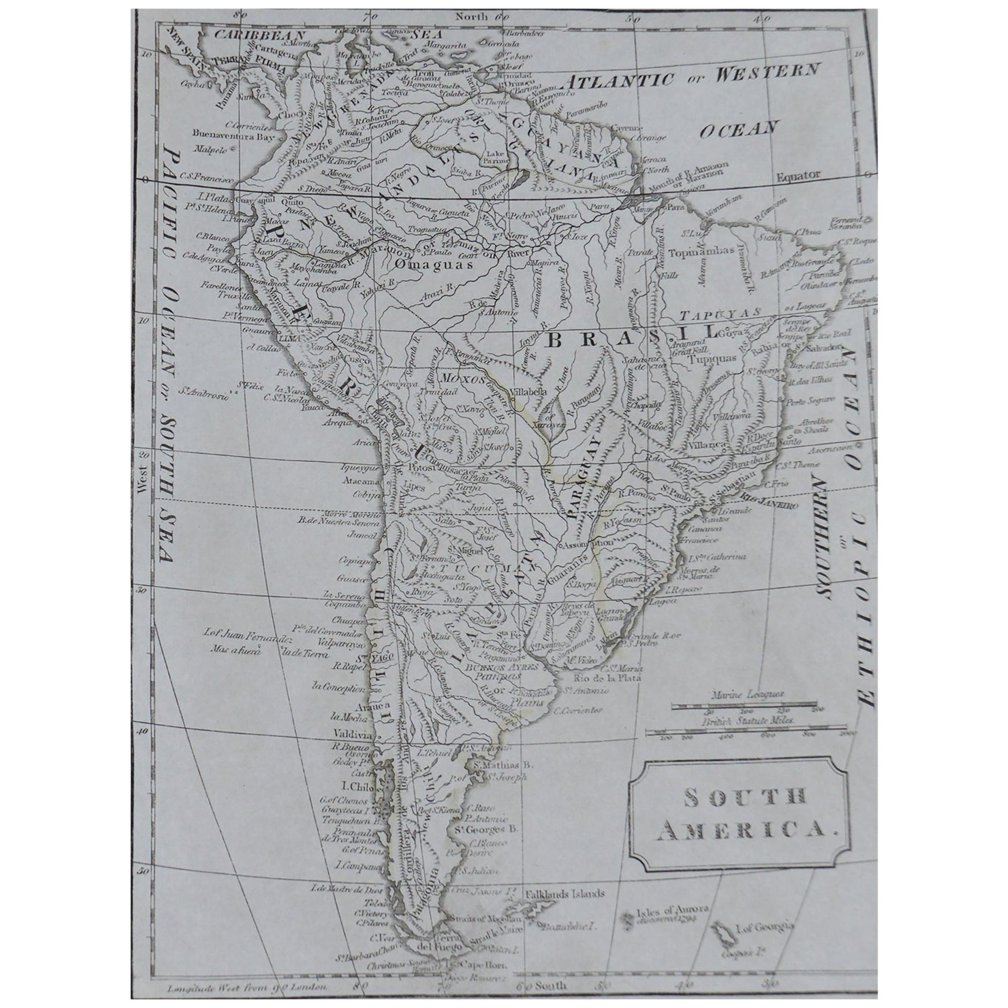Original Antique Map of South America, circa 1830 For Sale at 1stDibs