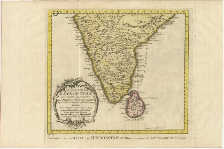 Original Antique Map of Southern India and Ceylon 'Present-Day Sri ...