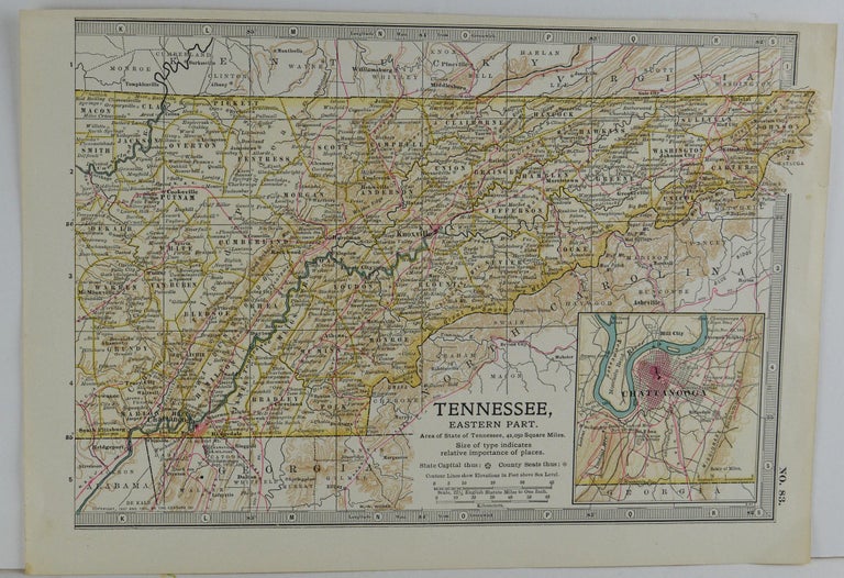 Original Antique Map of Tennessee, circa 1890 For Sale at 1stDibs