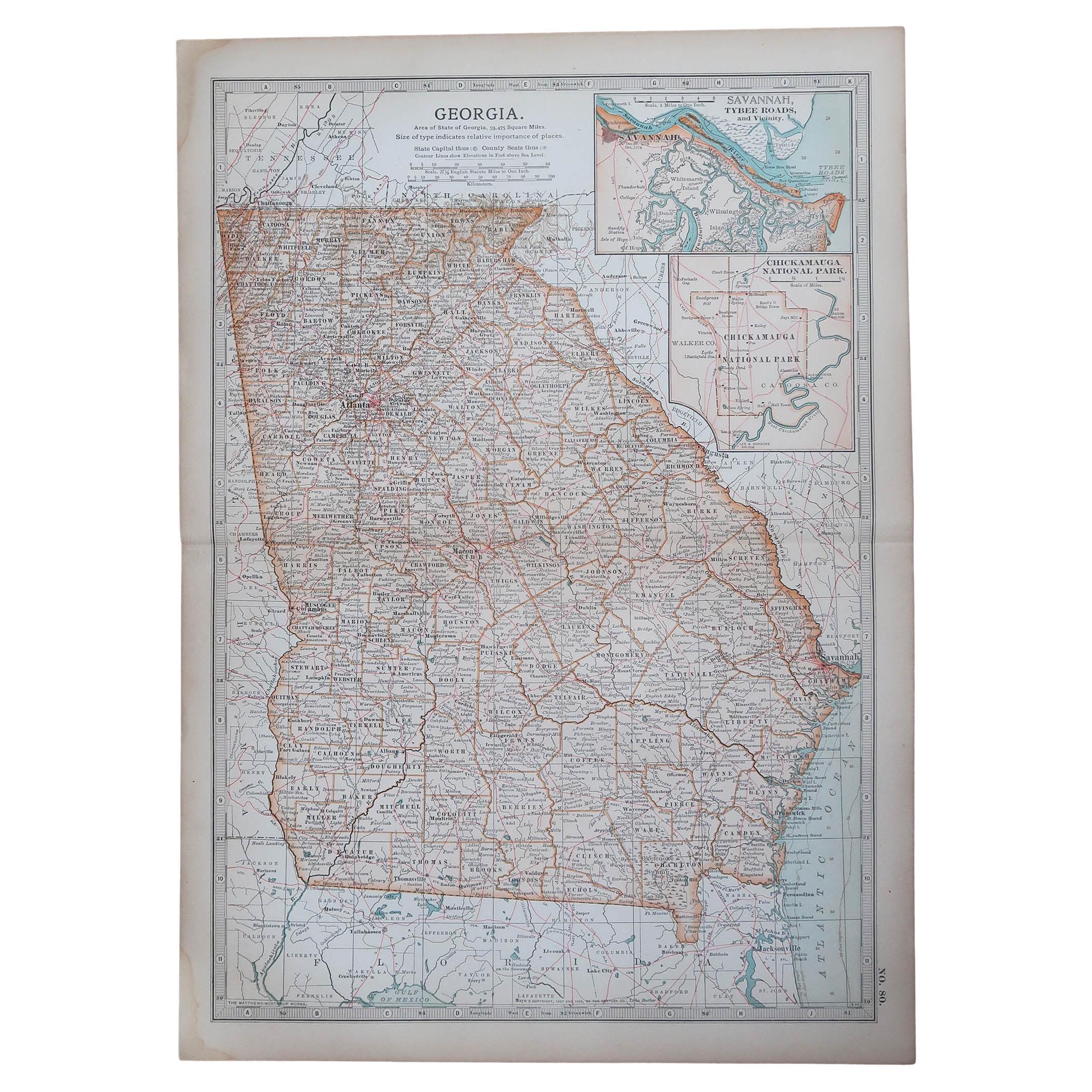 Original Antique Map of the American State of Wisconsin, 1903 For Sale ...