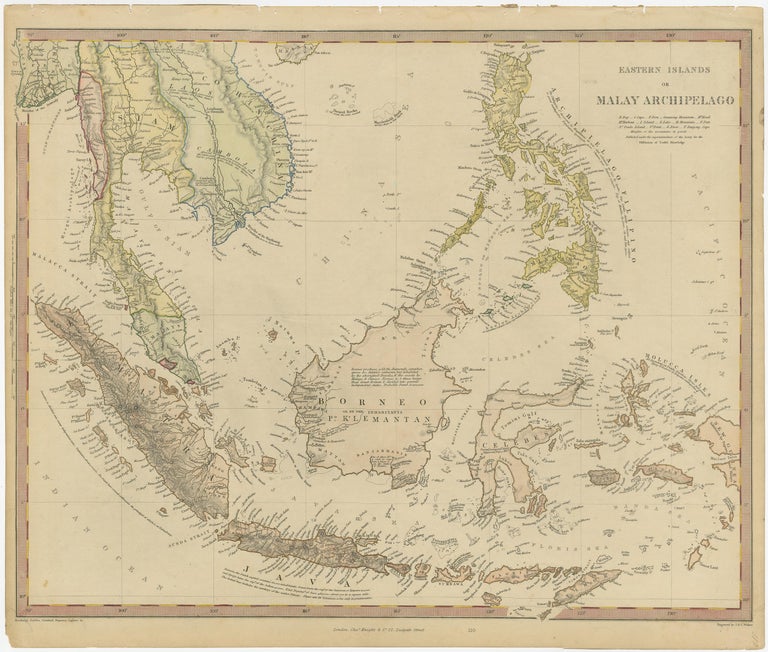 Original Antique Map of the Dutch East Indies, Nowadays Indonesia, ca ...