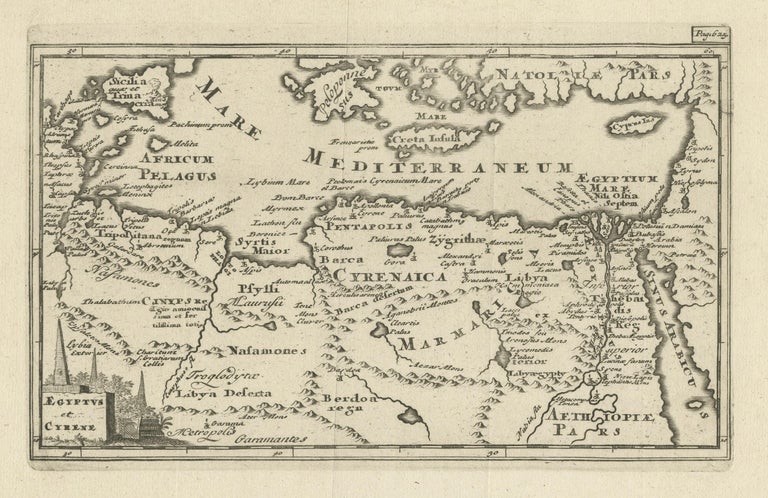 Original Antique Map of the Region Between the Gulf of Lybia and the ...