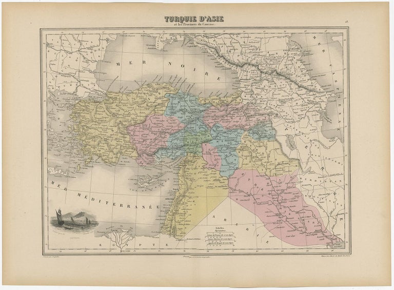 Original Antique Map of Turkey in Asia, 1880 For Sale at 1stDibs