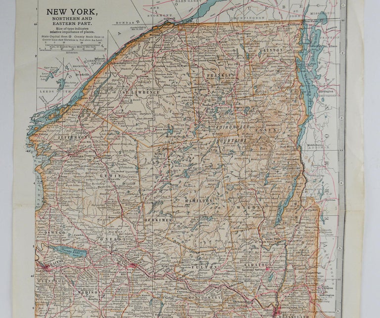 Original Antique Map of Upstate New York, circa 1890 at 1stDibs