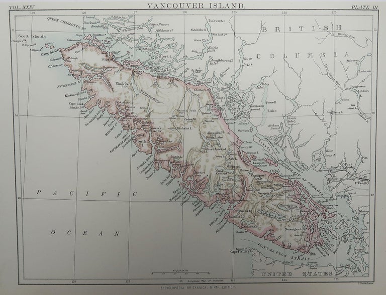 Original Antique Map of Vancouver, Canada, 1889 at 1stDibs