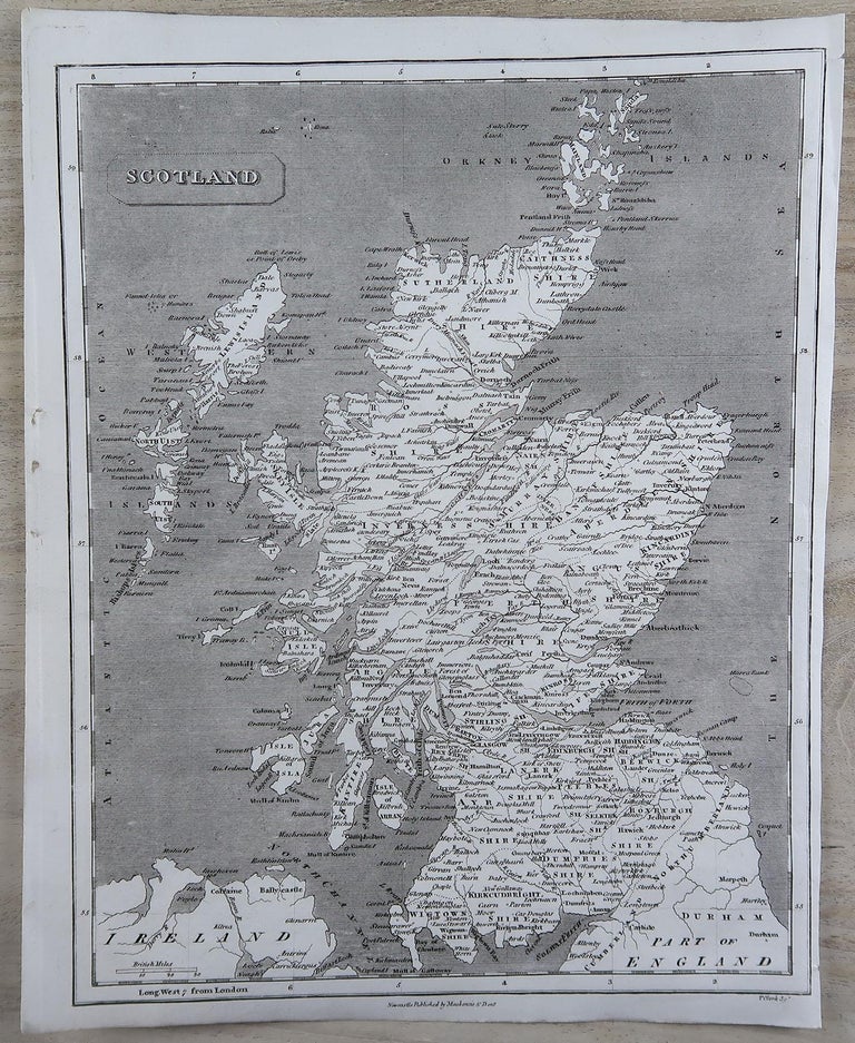 Original Antique Map Scotland by Thomas Clerk, 1817 at 1stDibs