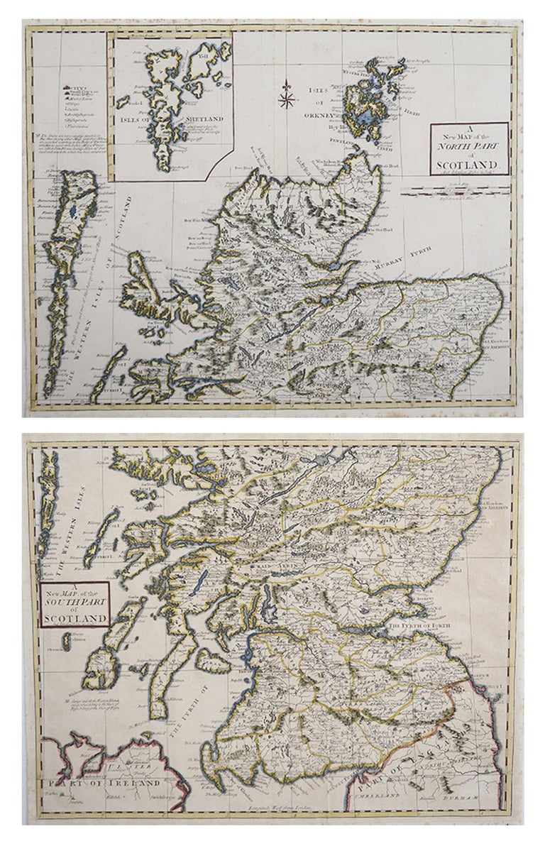 Original Antique Maps of Scotland by Andrew Johnstone, 1753 at 1stDibs