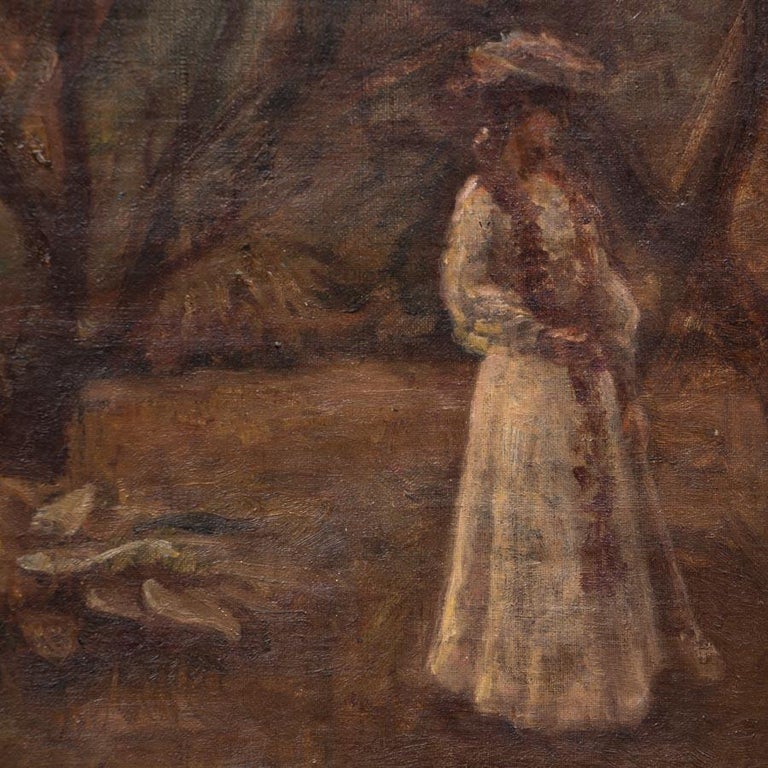 Original Antique Oil Painting of Victorian Woman Playing Croquet For ...