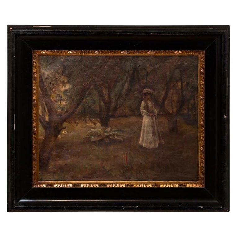 Original Antique Oil Painting of Victorian Woman Playing Croquet For ...