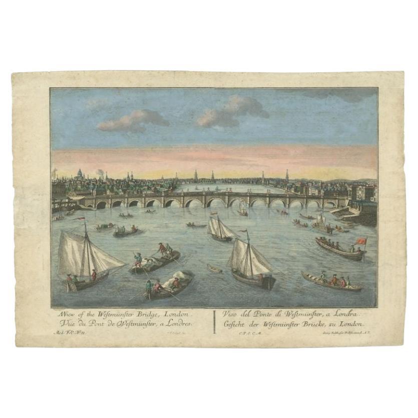 Original Antique Optica Print of the Westminster Bridge in London ...