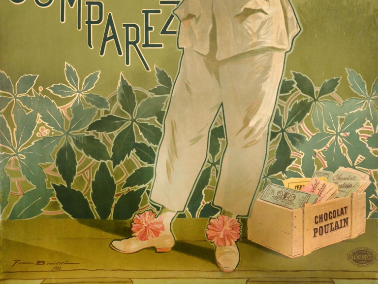 Original Antique Poster Chocolat Poulain Chocolate Advertising Art ...