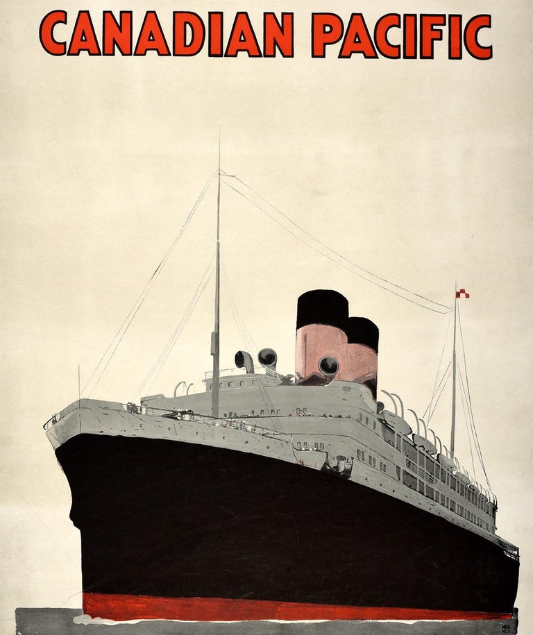 Original Antique Poster Europe Canadian Pacific Cruise Ship Travel ...