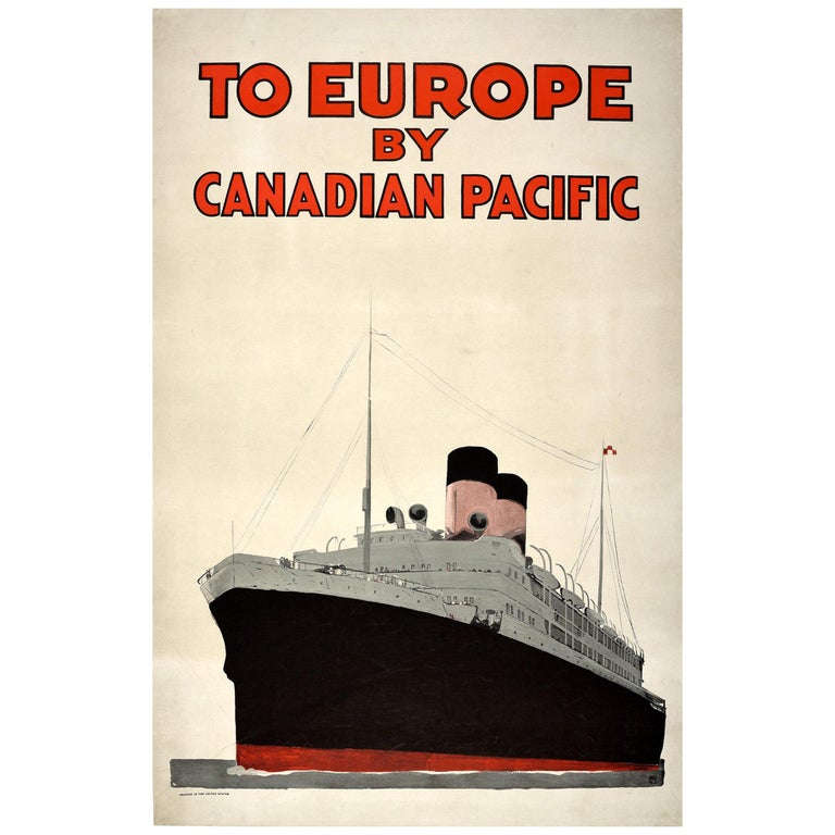 Original Antique Poster Europe Canadian Pacific Cruise Ship Travel ...